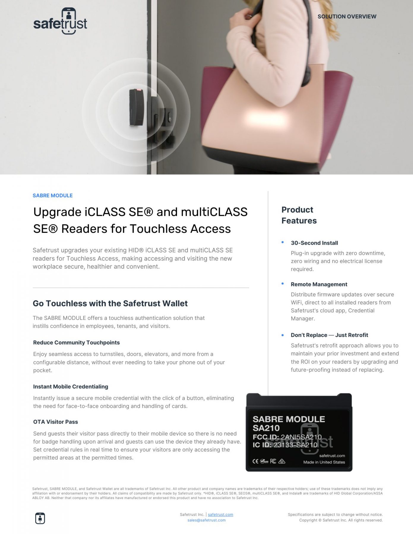 Upgrade iCLASS SE® and multiCLASS SE® Readers for Touchless Access ...
