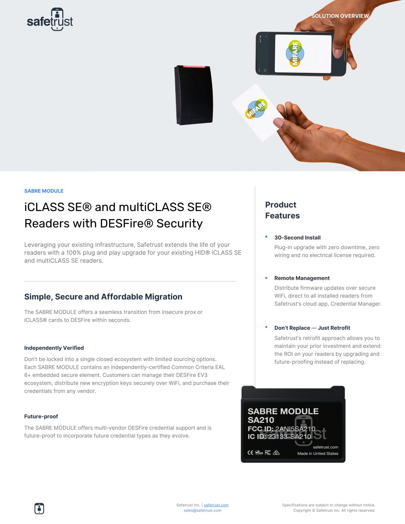 iCLASS SE® and multiCLASS SE® Readers with DESFire® Security ...