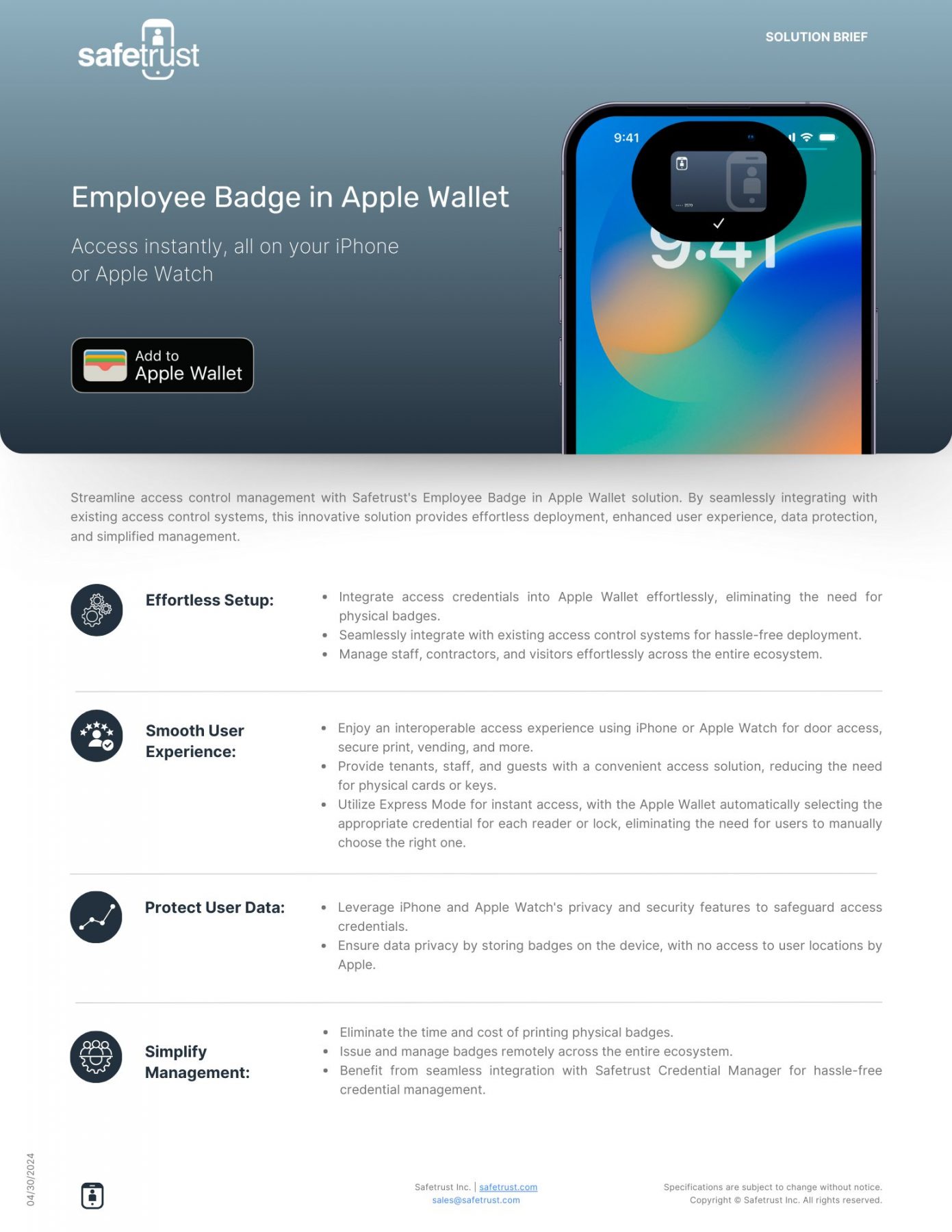 Employee Badge in Apple Wallet - Safetrust Inc
